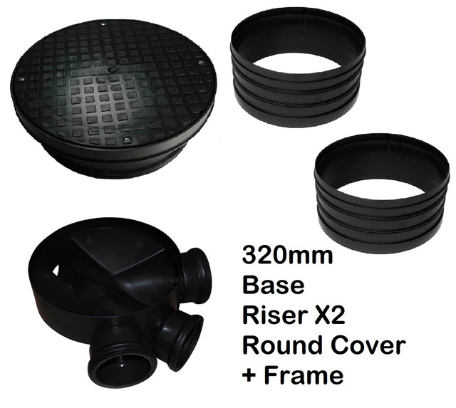 320MM MANHOLE INSPECTION Chamber Manhole - Base, 2 Riser, Round Cover ...