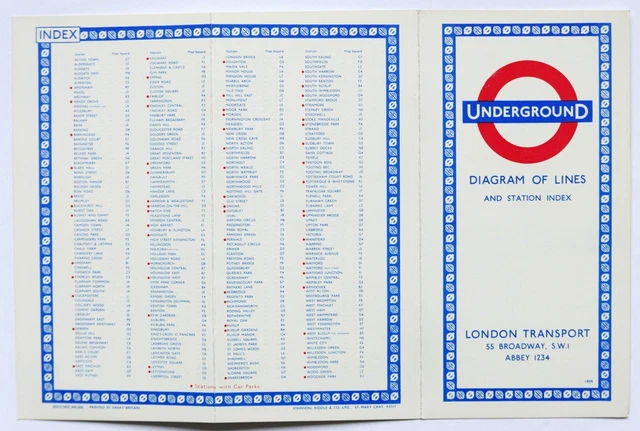 LONDON UNDERGROUND BECK Map 1959 £19.99 - PicClick UK