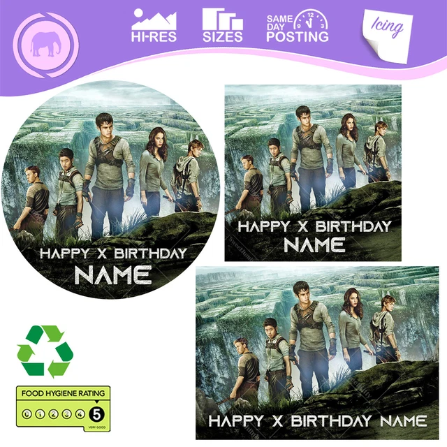 MAZE RUNNER CAKE Topper Personalised Decoration Edible Icing sizes inc ...