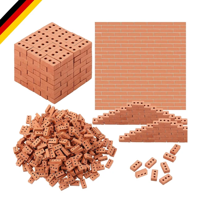 MINI ZIEGEL KERAMIKROT 120 Stück für DIY Puppenhaus Diorama Bastelspass ...