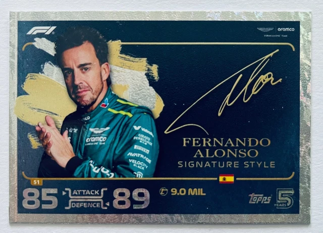 TOPPS TURBO ATTAX F1 2024 Fernando Alonso Signature Style Silver card ...
