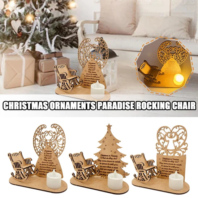 CHRISTMAS IN HEAVEN Poem Tree Rocking Chair Candle Memorial Ones Loved ...