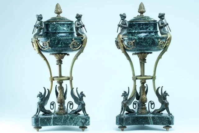 PHILIPPE THOMIRE Cassolettes Vase Antique Bronze Marbre Femme Aulos ...