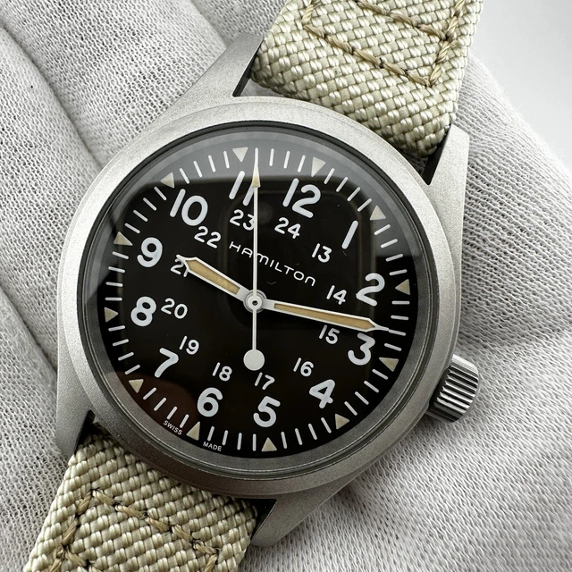 OROLOGIO HAMILTON KHAKI Field Aviation Ref: H694390 Acciaio 38mm Carica ...