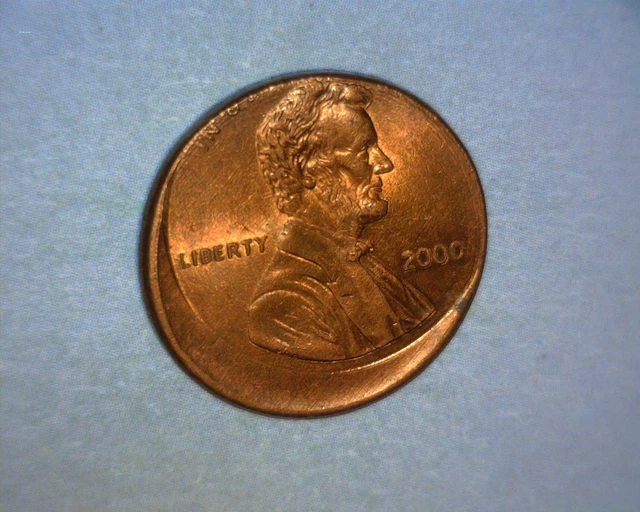 2000 LINCOLN CENT🌟OFF Center Strike🌟Very Nice Red/Brown🌟U S Error Coin ...