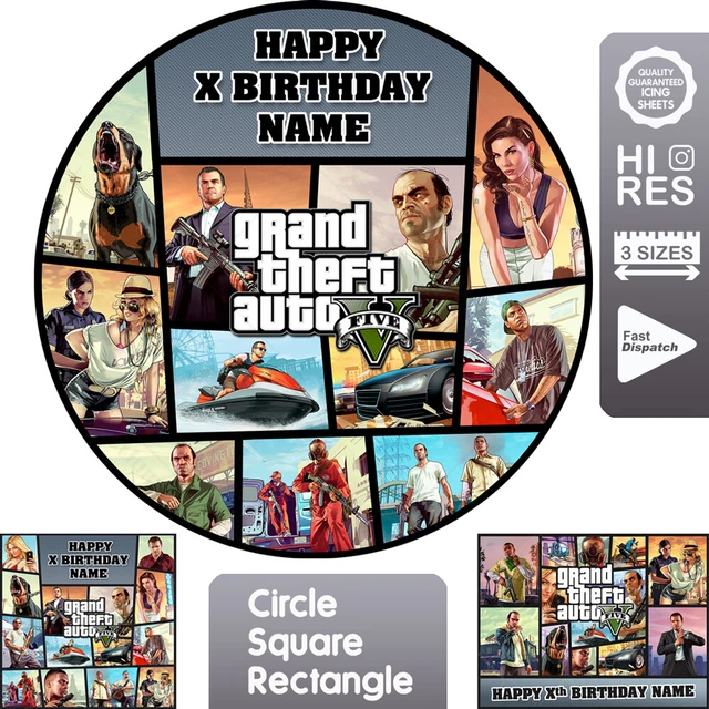 GTA5 GTAV GRAND Theft Auto Five Cake Topper essbar personalisierte ...