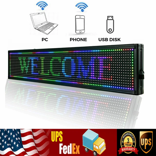 40&X8& LED SIGN Scrolling Message Display Board RGB 7-Color ...