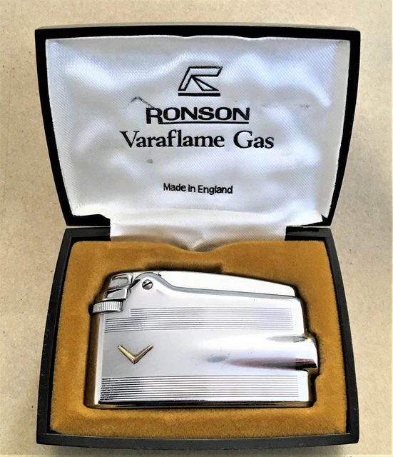 VINTAGE RONSON VARAFLAME Gas Lighter. In Originaal Box. In Beautiful ...