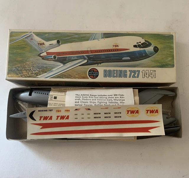VINTAGE AIRFIX TWA Boeing 727 1/144 Scale Kit Series 3 Cat No SK503 $36 ...