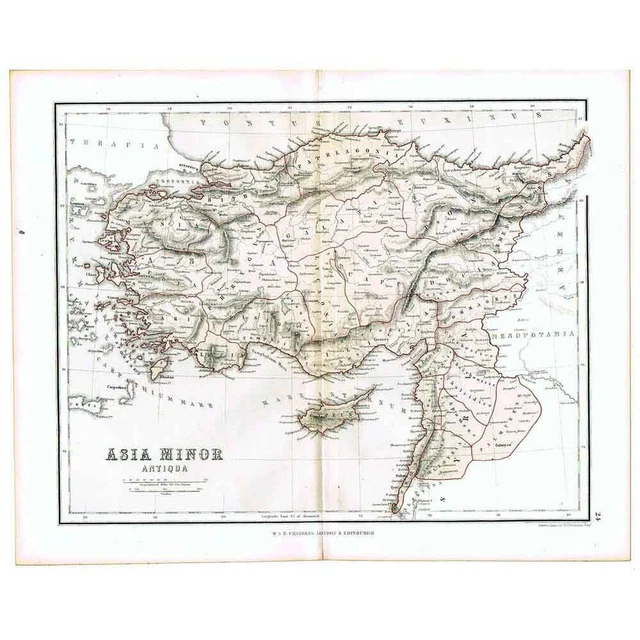 ANTIQUE COLOURED MAP 1856 - ASIA MINOR (Ancient) by W&R Chambers £7.99 ...