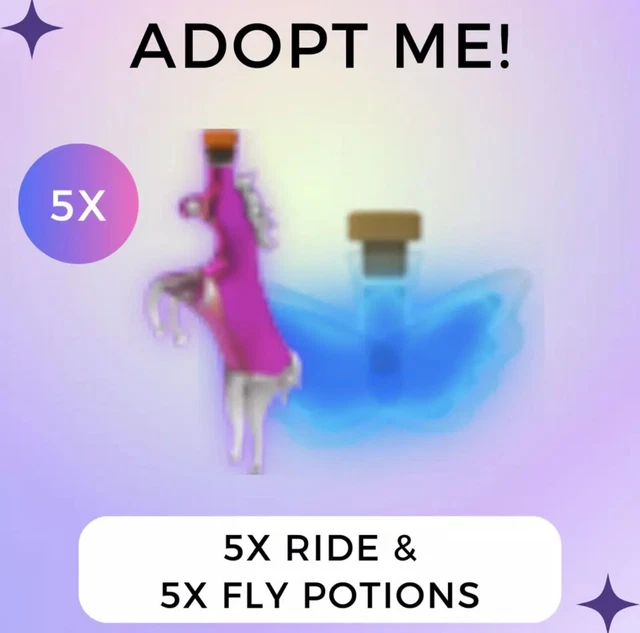 5X FLY POTION & 5x Ride Potion Bundle Roblox/Adopt Me - SAME DAY ...
