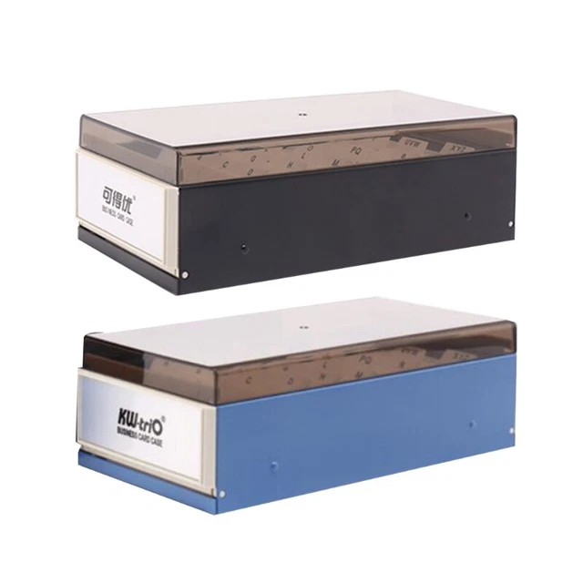 BUSINESS CARD HOLDER with Lables Card Filing Box Expandable Double Ends ...