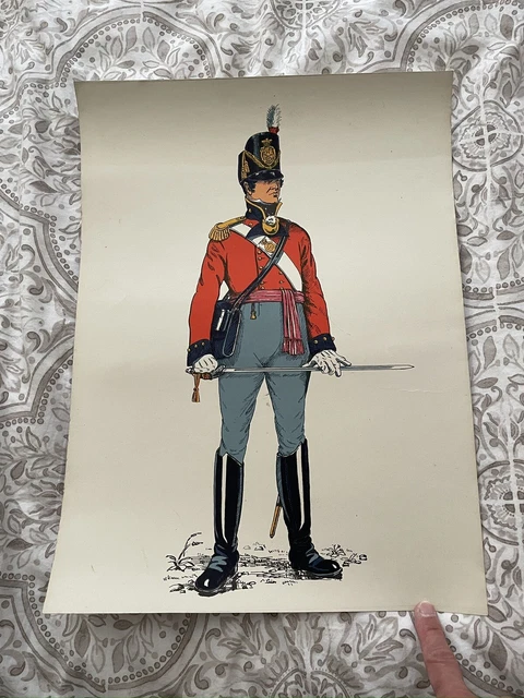 VINTAGE ORIGINAL ASSORTED British Military Uniforms Drawing Prints, Set ...