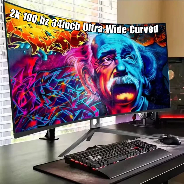 34& 2K 100HZ Ultra Wide Curved Gaming Monitor Screen Wide Spread Stand ...