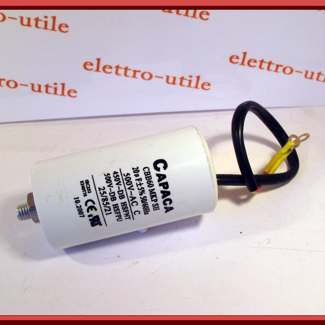20 MICROFARAD CAPACITOR Electric Motor Electric Pump - 500V Capacitor ...