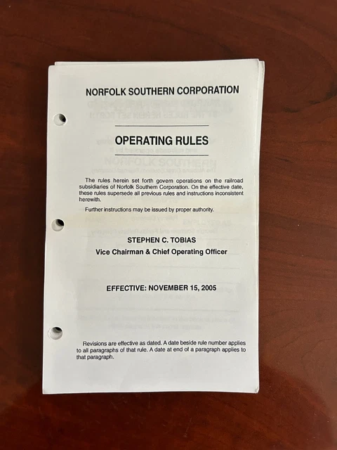 NORFOLK SOUTHERN OPERATING Rules, November 15, 2005 £14.14 - PicClick UK