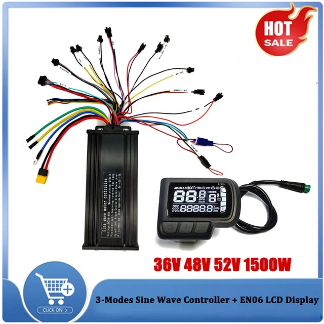 EBIKE CONTROLLER 36V 48V 52V 1500W 3-Modes Sine Wave Controller EN06 ...