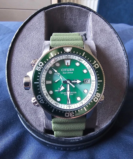 CITIZEN ECO-DRIVE PROMASTER Aqualand Titanium divers watch Green Face ...