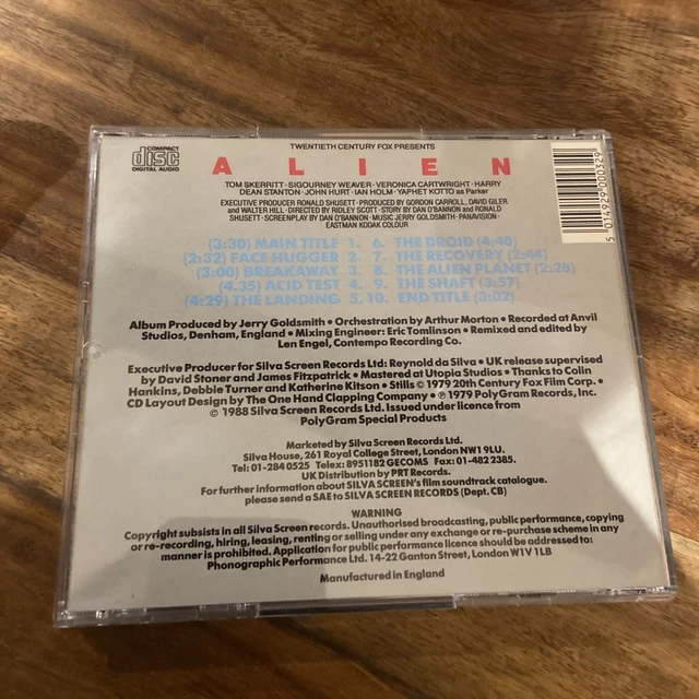 ALIEN (JERRY GOLDSMITH) OOP 1979/1988 Silva Screen Score Soundtrack CD ...