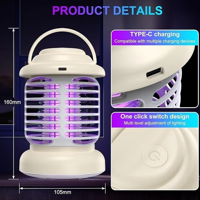 FLY ZAPPER INDOOR, Bug Zapper Fly Killer 1200mAh USB Rechargeable ...