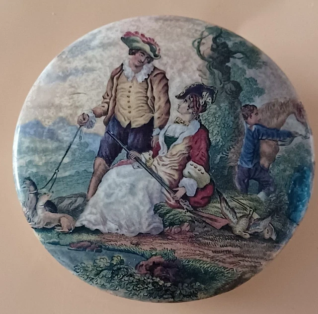 VINTAGE PRATTWARE PRATT ware Type Pot Lid featuring Lady and gent with ...