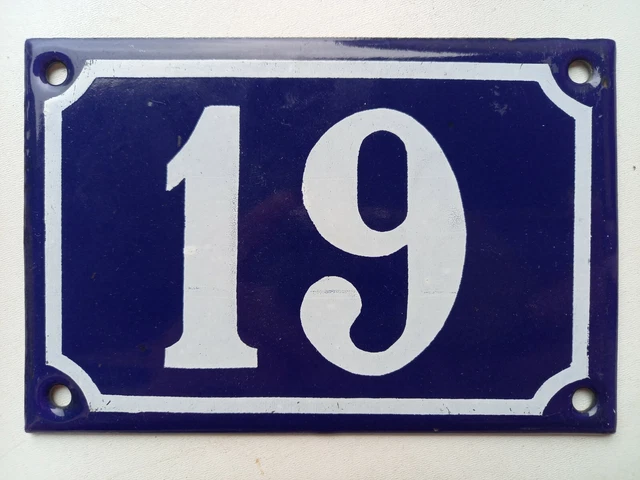 N° 19 ANCIENNE plaque émaillée signalétique - rue avenue boulevard ...