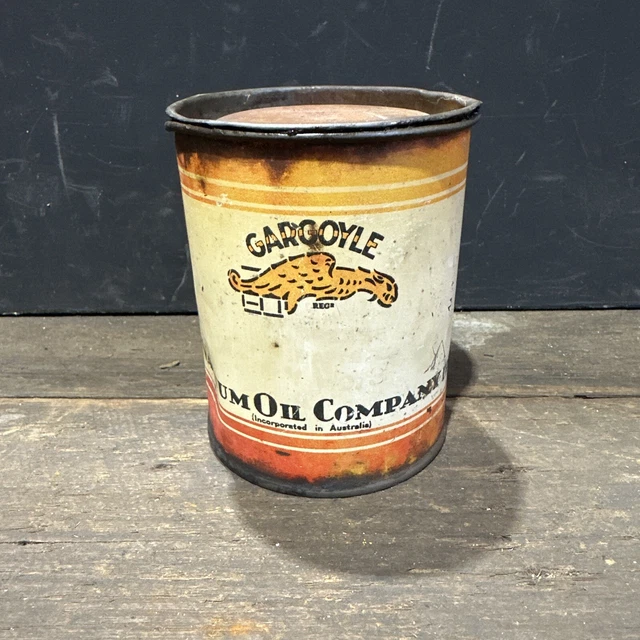 VACUUM OIL MOBIL Gargoyle Grease Can 1 Lb Vintage $90.00 - PicClick AU