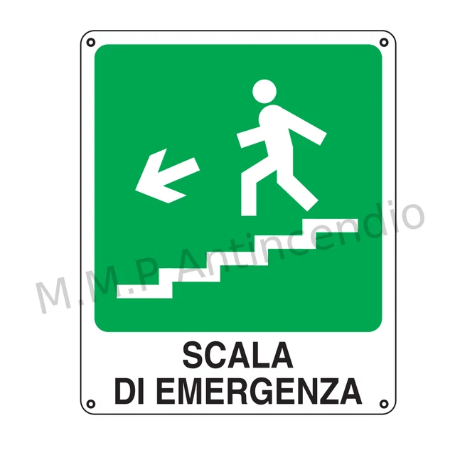 CARTELLO SEGNALETICO SCALA di emergenza discesa a sinistra EUR 15,49 ...