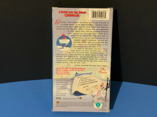 VHS PINKY AND the Brain Christmas (WB, 1996) Steven Spielberg Cartoon ...