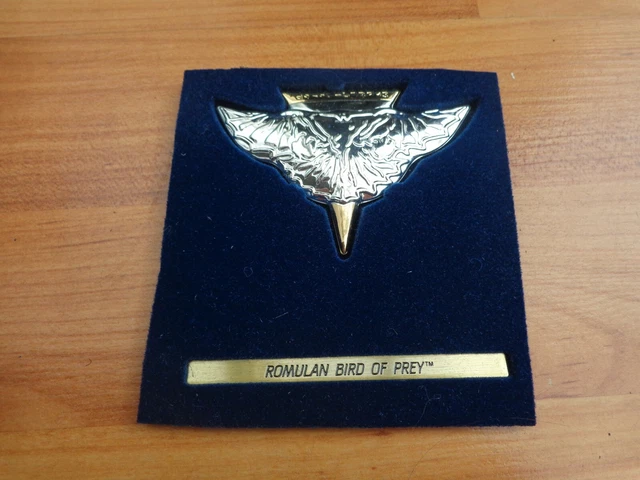 FRANKLIN MINT STAR Trek Romulan Oiseau de Proie Argent Insignes Plaque ...