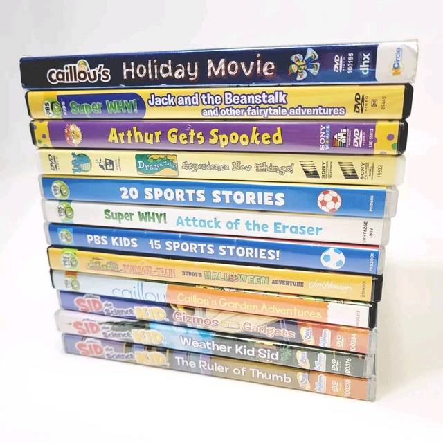 LOT DE 12 DVD PBS enfants Super Why, Sid The Science Kid, Cailou, Arthur, Dragon EUR 28,42 ...
