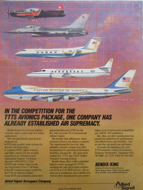 6/1988 PUB ALLIED Signal Bendix King Avionics Usaf Air Force One ...