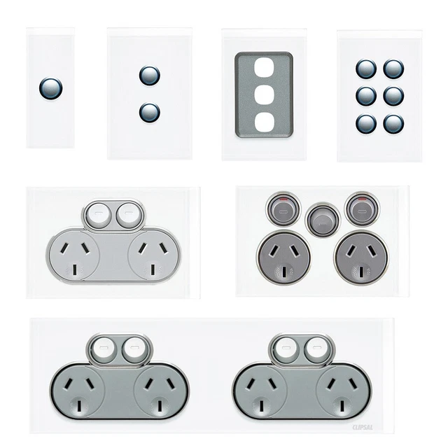CLIPSAL SATURN LED Light Switch Double Power Point GPO Socket Dimmer ...