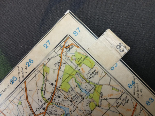 RARE WW2 BRITISH ARMY MAP FOR USE IN TANKS (NORTHAMPTON, BANBURY ...