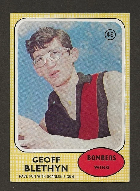 1970 SCANLENS AFL VFL Footballers ESSENDON Geoff BLETHYN No 45 Exc $38. ...