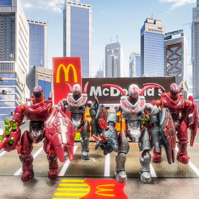 4PCS MEGA BLOKS Construx Halo Infinite Red White HUNTER Figure GNB28 ...