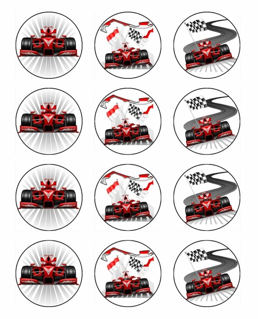 F1 RACING CARS Edible Cupcake Toppers Icing Birthday Cake Decoration (1 ...