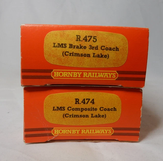 HORNBY R474 & R475 LMS Composite Coach and Brake Coach Crimson Lake 00 ...
