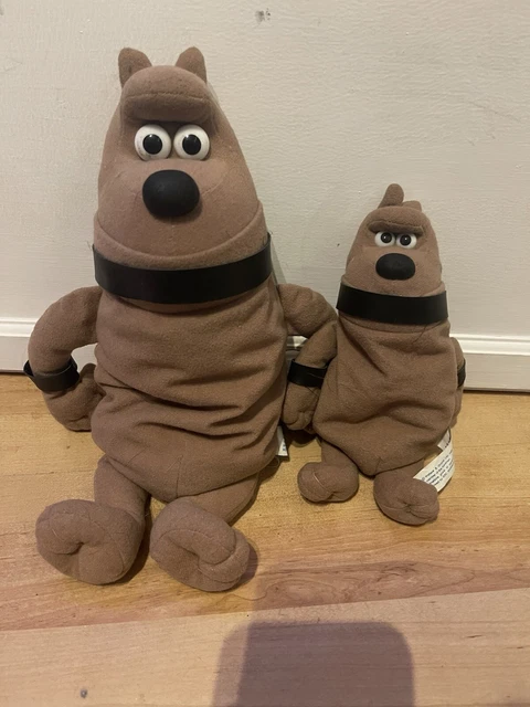 VINTAGE AARDMAN WALLACE & Gromit Preston the Dog Large Plush and small ...