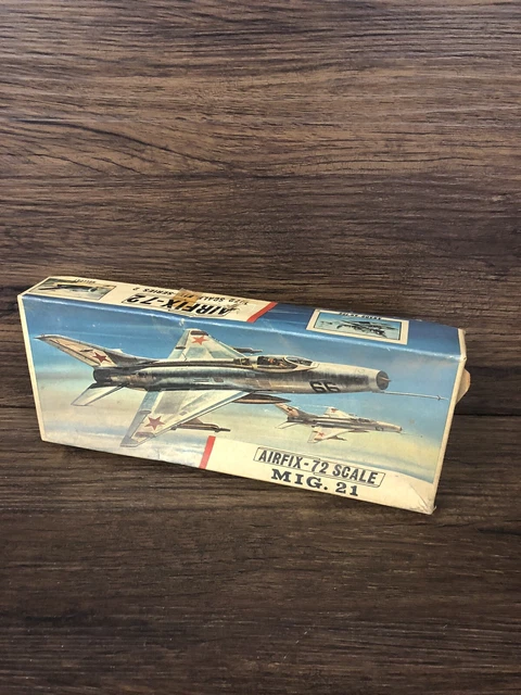 VINTAGE AIRFIX MIG 21 1/72nd scale model kit Red Stripe DUSTY box $22. ...