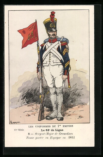 CPA ILLUSTRATEUR LES Uniformes du Ier Empire, Le 63e de Ligne, Sergent ...