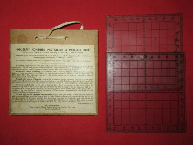 WW2 RAF AIR Navigation Douglas Combined Protractor & Parallel Rule £20. ...