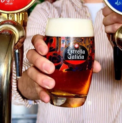 SET OF 2 x Estrella Galicia Half Pint Glasses 10oz Brand New Genuine £ ...