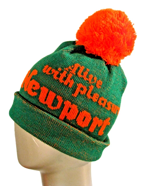 VINTAGE 80S NEWPORT Cigarettes ALIVE WITH PLEASURE Beanie Pom HAT ...