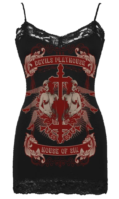 SE7EN DEADLY HOUSE Of Sin 20s Flapper Pinup Gótico Punk Camisola Tank ...