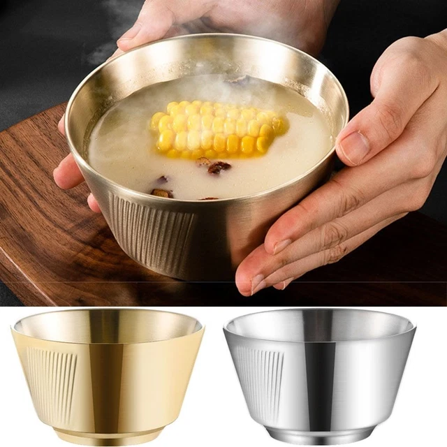 STAINLESS STEEL BOWL Double Layer Dessert Sweet Soup Bowls Ice Cream ...