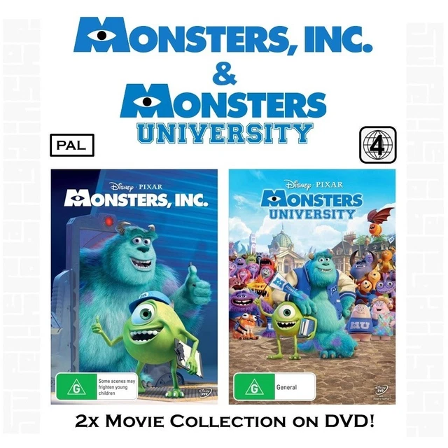MONSTERS INC / Monsters University (DVD, 2-Disc) PAL Region 4 (Movie ...