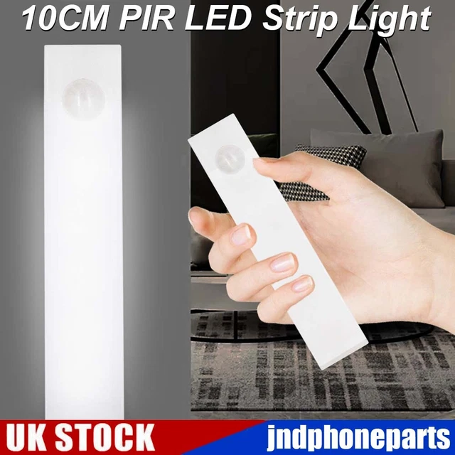 10CM LED PIR Motion Light Cabinet Closet Strip Cold White Lamp Magnetic ...