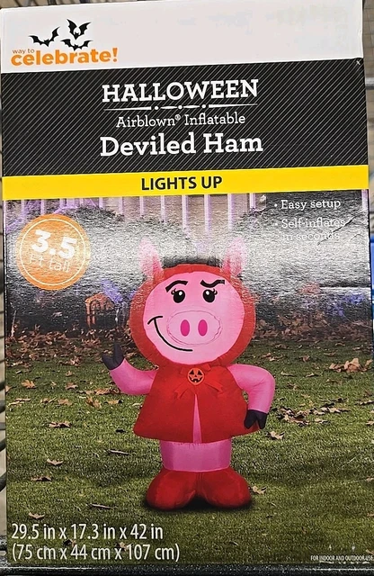 NEW 2025 Halloween Lights Up Deviled Ham 3.5 FEET Airblown Yard ...