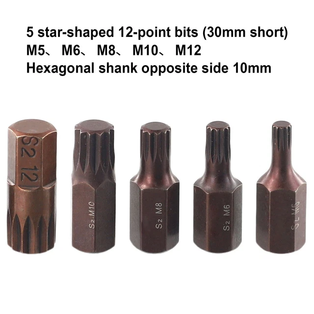 PROFESSIONAL 10MM HEX Shank Star Screwdriver Bit Set with Magnetic Tips ...